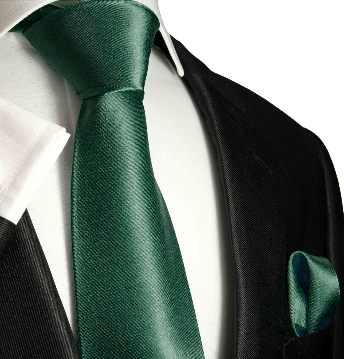 Solid Forest Green Silk Tie Set by Paul Malone | Paul Malone