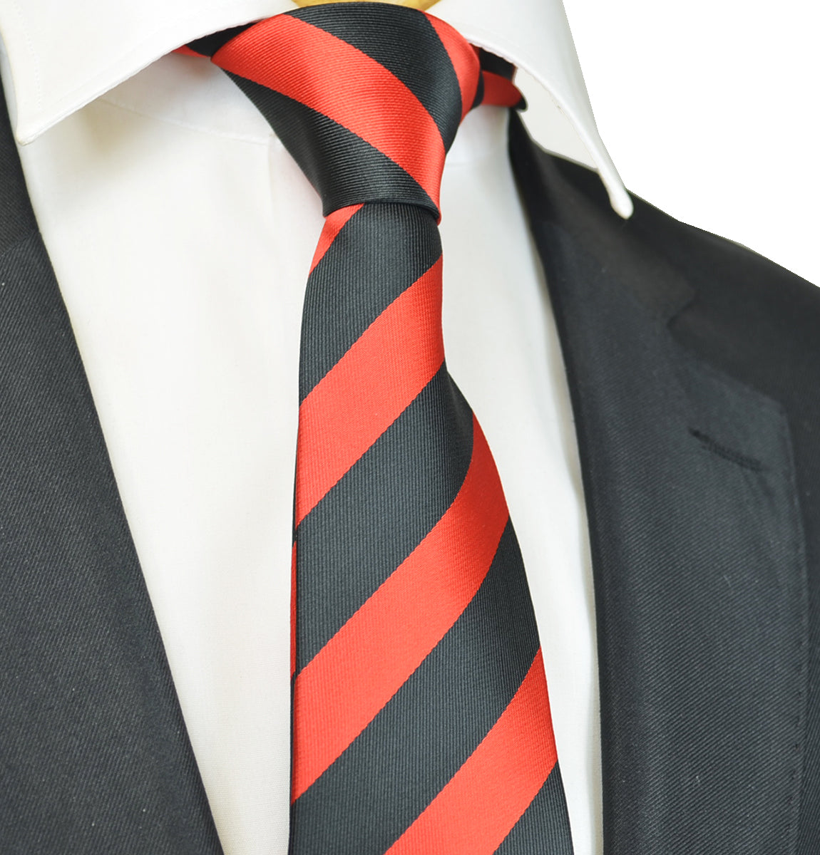 Classic Red and Black College Striped Men's Necktie | Paul Malone