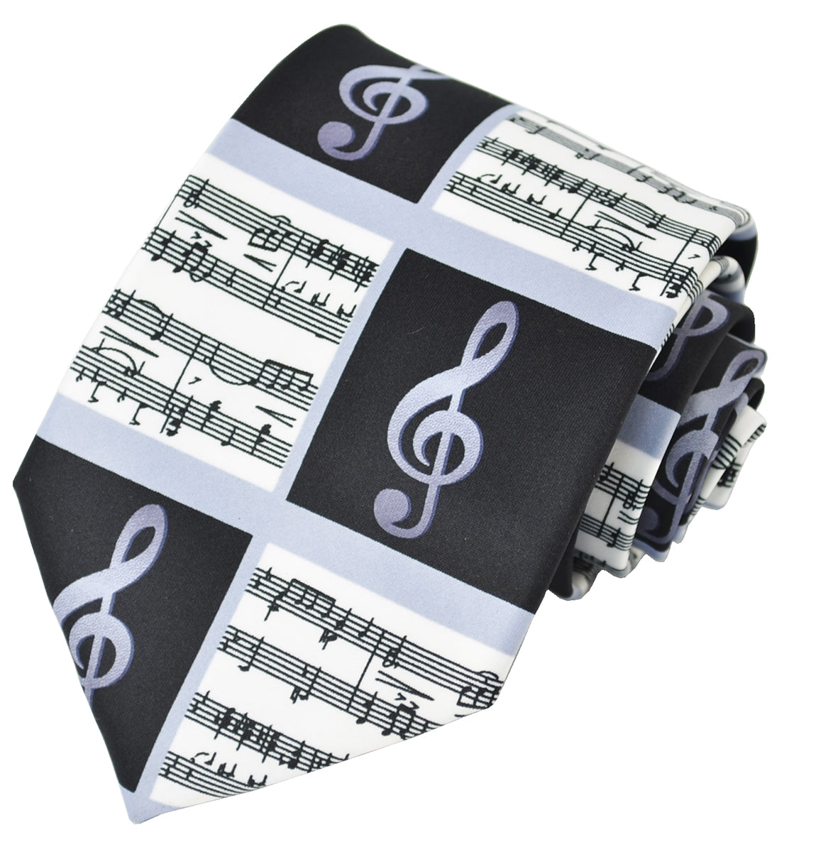 Black and White Musical Notes Necktie Set | Paul Malone