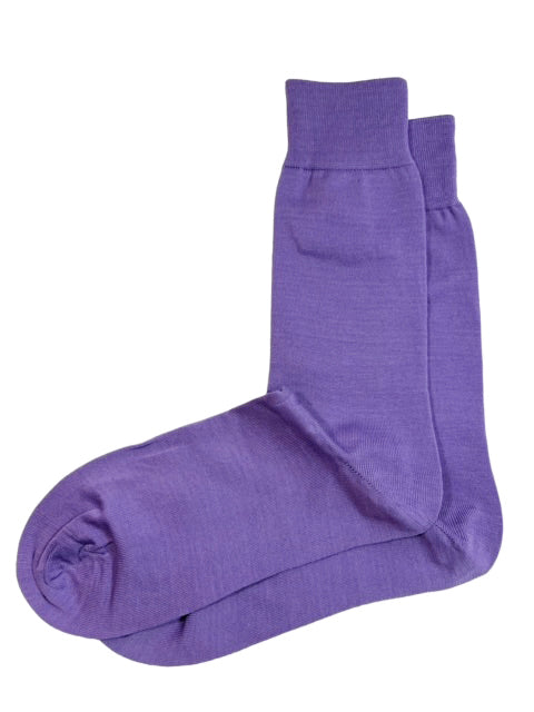 Solid Violet Cotton Dress Socks By Paul Malone | Paul Malone
