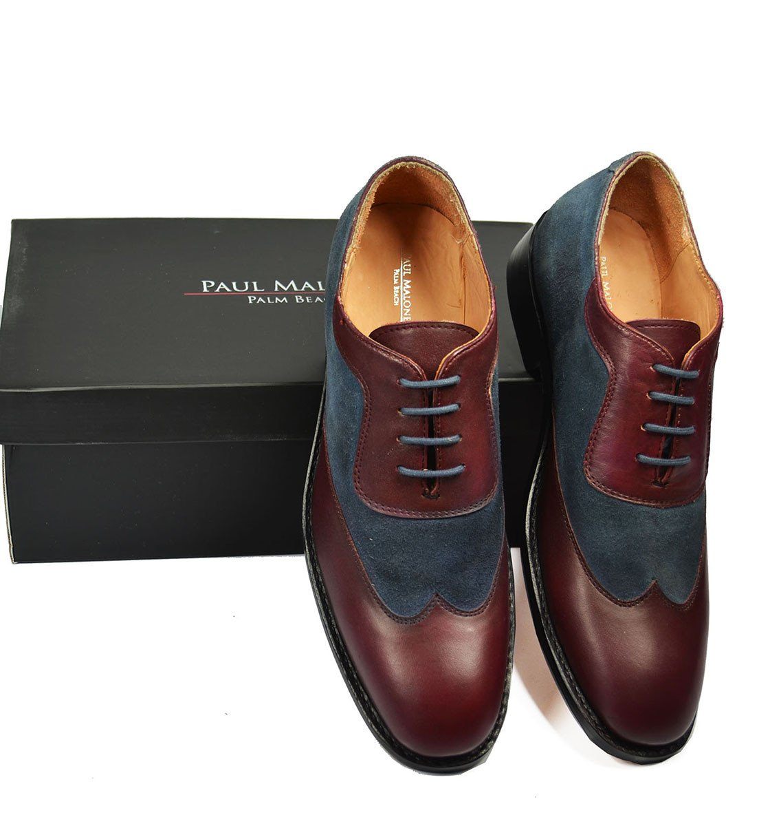 FLYNN Brown and Burgundy Leather Oxfords | Paul Malone