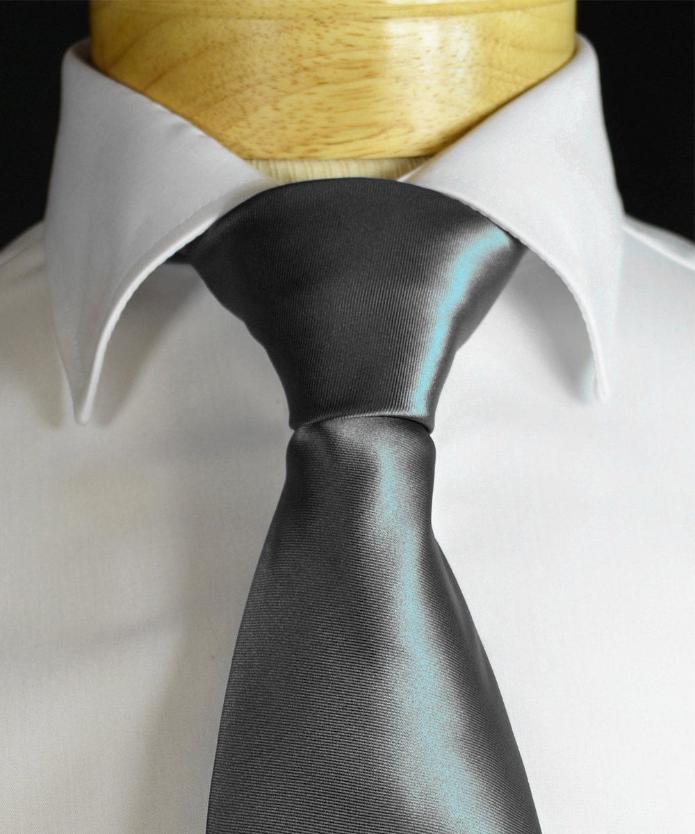 Solid Grey Necktie and Pocket Square | Paul Malone