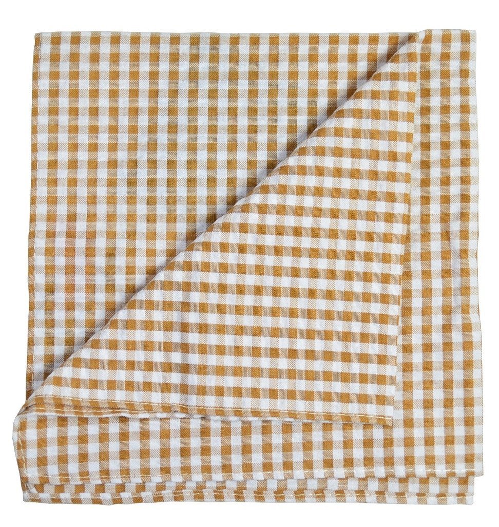 Brown Checkered Cotton Pocket Square | Paul Malone