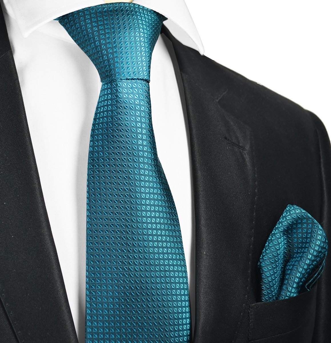 Colonial Blue Silk Tie and Pocket Square | Paul Malone