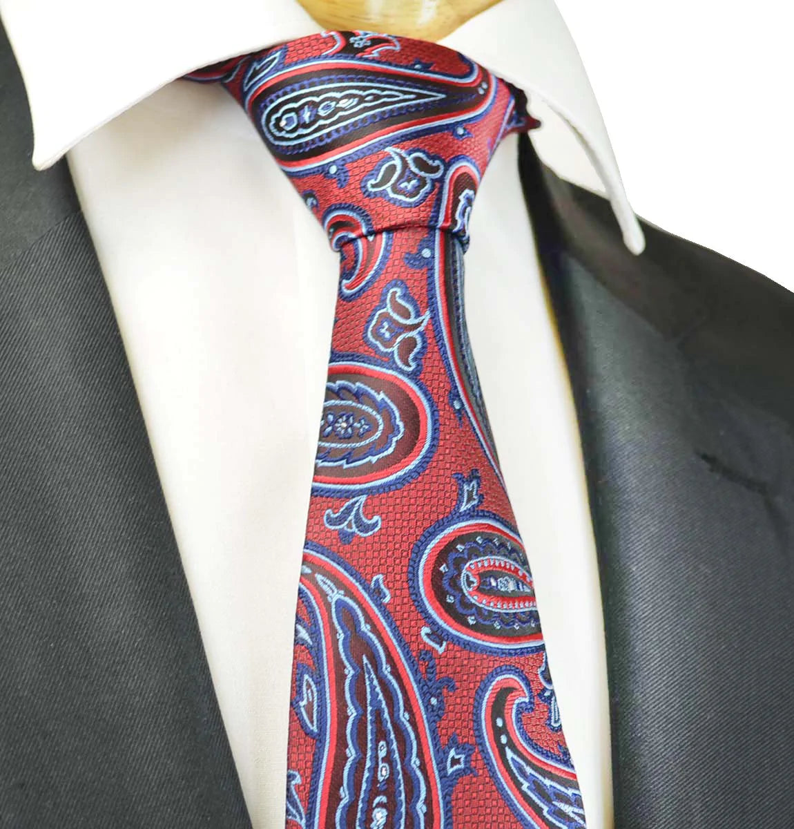 Red Rough Paisley Men's Necktie | Paul Malone