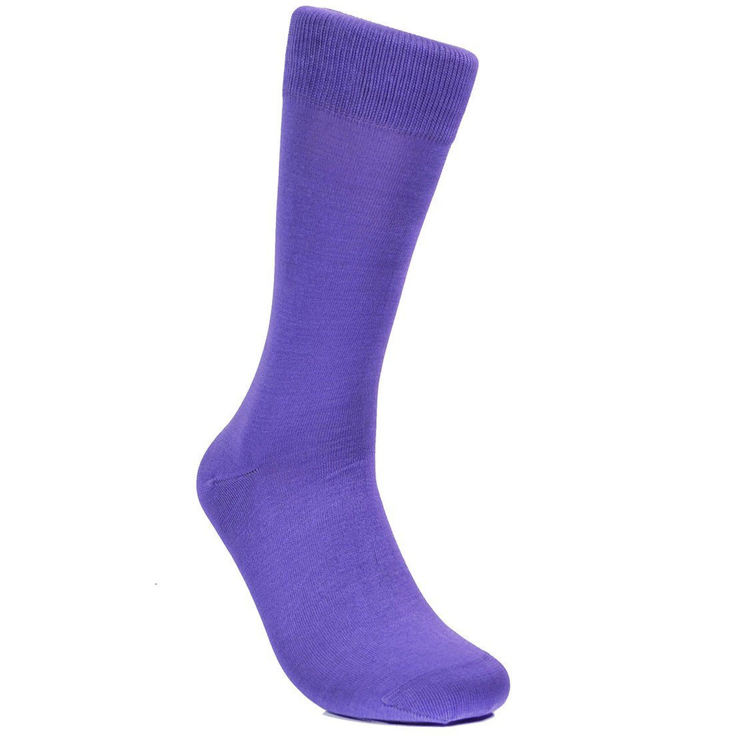 Solid Violet Cotton Dress Socks By Paul Malone