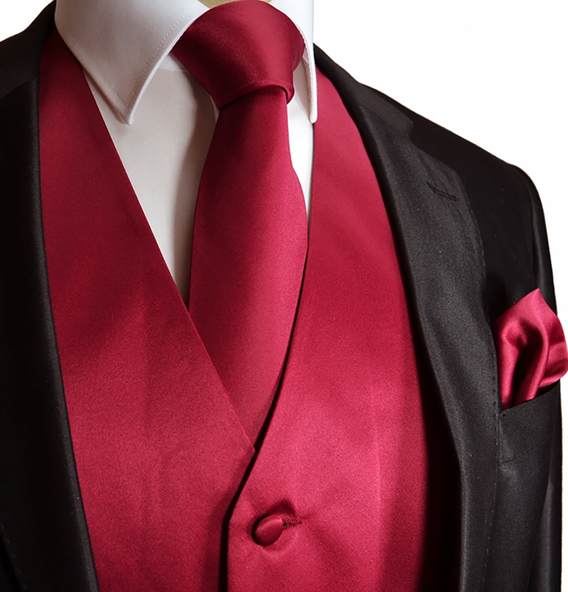 Solid Wine Red Tuxedo Vest Set | Paul Malone