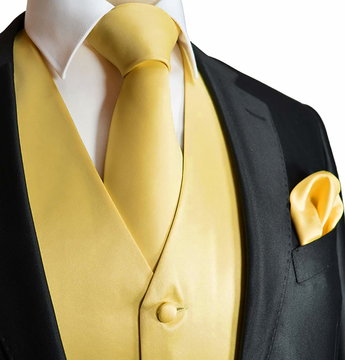 Solid Yellow Tuxedo Vest Set | Paul Malone