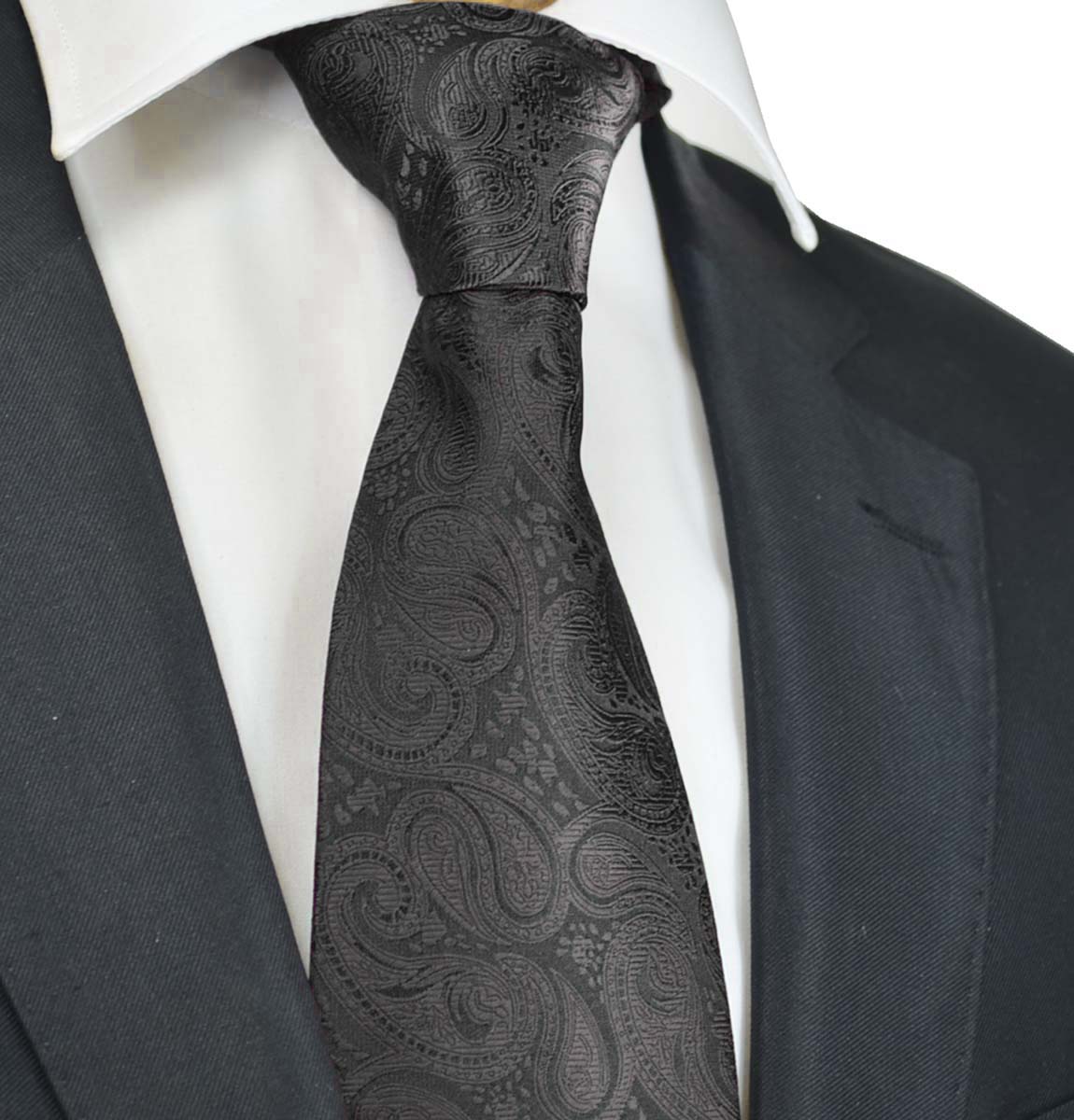 Classic Black Paisley Necktie | Paul Malone