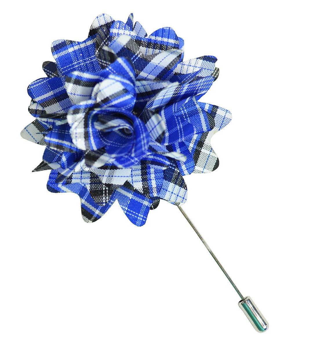Blue Plaid Lapel Flower | Paul Malone